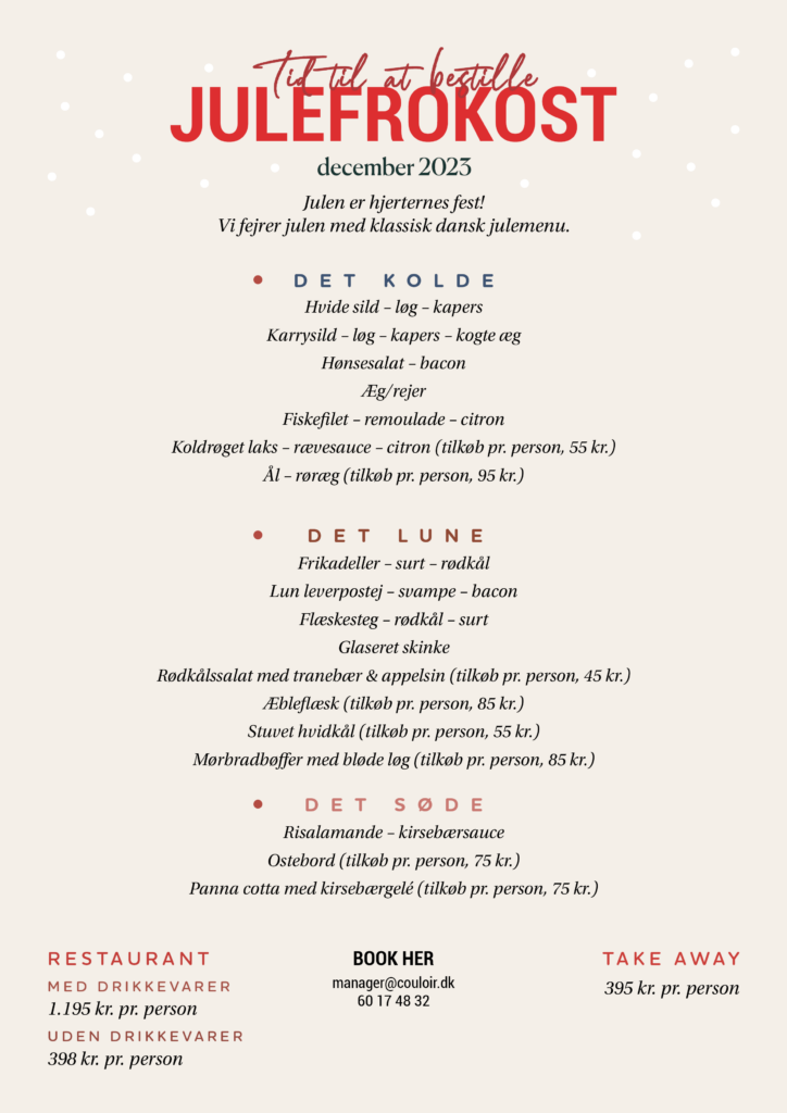 Menukort | Restaurant Couloir